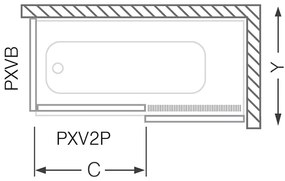 Roth PXV2L/1700 vanová zástěna s posuvnými dveřmi 170 x 150 cm 451-170000L-00-02 levá brillant / transparent