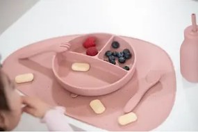 KikkaBoo Talíř dělený s přísavkou Platinum Silicone Blush / od 6 měsíc