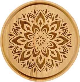 AMADEA Dřevěné servírovací prkénko - podnos mandala, masivní dřevo, 30 cm