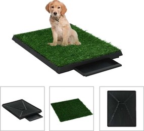 vidaXL Toaleta pro psy s nádobou a umělou trávou zelená 63x50x7 cm WC [170766]