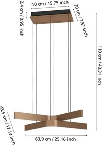 Eglo 901864 - LED RGBW Stm. Lustr na lanku FOLCINO-Z 2xLED/18W/230V měděná/černá