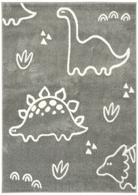 Dětský kusový koberec Lima C879A Dinosauři šedý krémový Rozměr: 160x230 cm