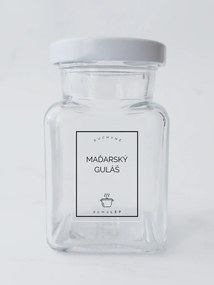 Samolepka na kořenky MAĎARSKÝ GULÁŠ průhledná 3 × 4 cm základní písmo