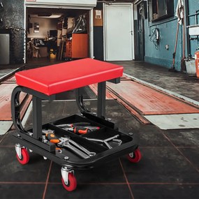 Costway Pojízdná dílenská stolička s podnosem na nářadí nosnost 150 kg
