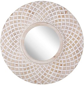 Nástěnné zrcadlo ø 60 cm světlé dřevo POMARO Beliani