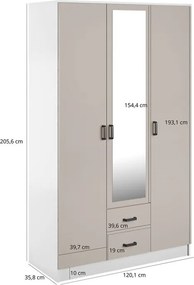 Skříň se zrcadlem 3d2s bílá / dub kašmír Kami