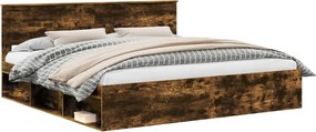 Rám postele Kouřový dub 200 x 200 cm Masivní borové dřevo 3410559