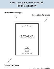 Samolepka na kořenky BAZALKA průhledná 3 × 4 cm základní písmo