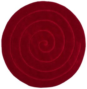 Rubínově červený vlněný koberec Think Rugs Spiral, ⌀ 140 cm