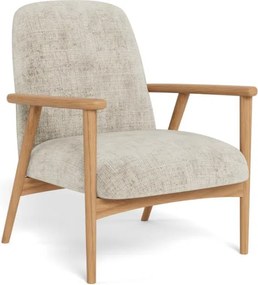 Lounge křeslo Auckland z masivu béžové/dub přírodní