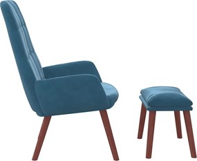 Relaxační křeslo s podnožkou modré samet 3315148
