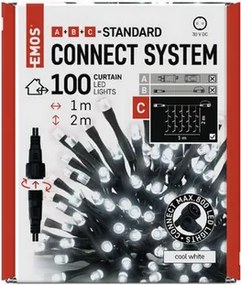Propojovací vánoční řetěz bez zdroje EMOS Connecting D1EC01 ZY1933 100LED záclona 1x2m studená bílá