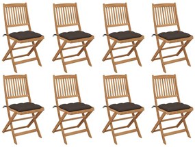 Skládací zahradní židle s poduškami 8 ks masivní akácie,  3075136