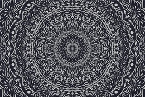 Tapeta Mandala ve vintage stylu v černobílém