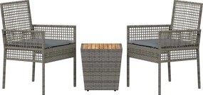 Zahradní bistro set 3 ks Šedá polyratan 3334961