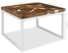 vidaXL Konferenční stolek, teak a pryskyřice, 60x60x40 cm