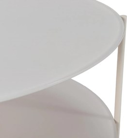 Krémový kulatý konferenční stolek se skleněnou deskou ø 83 cm Davi – MOME