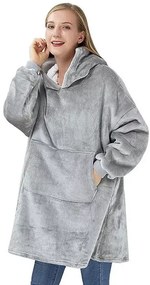 VERK Deka s rukávy a kapucí Huggle Hoodie - šedá