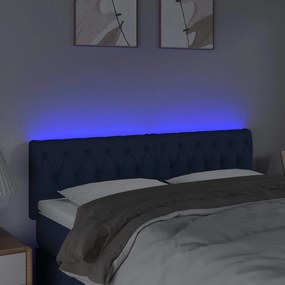 Čelo postele s LED modré 144 x 7 x 78/88 cm textil 3121952