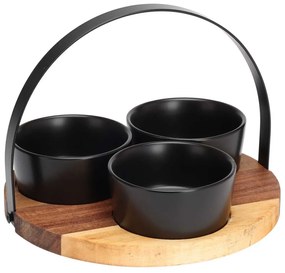 Kameninová servírovací miska Black 9,5x4 cm sada 3ks