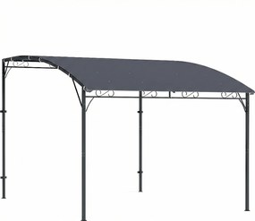 Přistavená pergola s kovovým rámem Střecha, nástěnný přístřešek pavilonu odolný proti povětrnostním vlivům 2,86 x 3,84 x 2,52 m Šedá barva