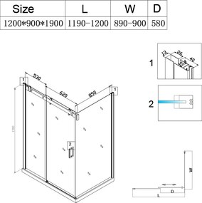 BPS-koupelny Obdélníkový sprchový kout HYD-OK202C 120x90 bílá/transparent - bez vaničky