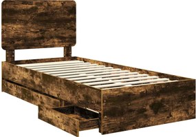Rám postele s čelo Kouřový dub 90 x 200 cm Inženýrské dřevo 3412634
