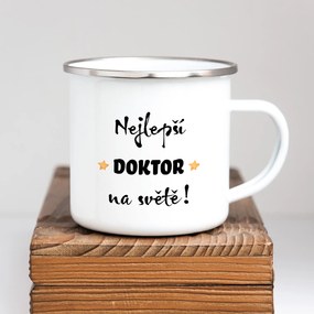 Domovi Bílý plecháček s nápisem Nejlepší doktor na světě! 360ml