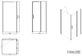 Savana Veduta Black Zoya čtvercový sprchový kout s vaničkou Rozměr koutu: 90x90cm