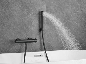 Gamma Gamma, nástěnná sprchová termostatická baterie s ruční sprchovou soupravou, černá matná, GMA-BRYPNT-BK