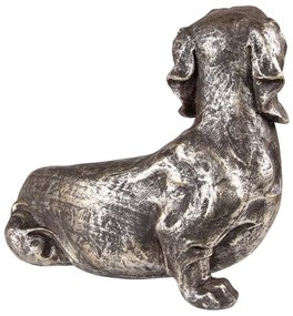 Stříbrná antik dekorace socha jezevčík – 27x15x23 cm