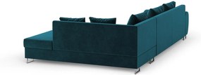 KOOKO HOME Rohová rozkládací sametová pohovka s úložným prostorem Adagio XL pravý roh