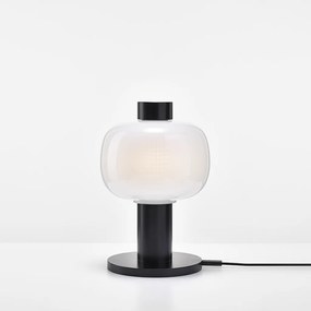 Difuzní lampa v japonském stylu Bonbori Dekor: Černá matná noha / Bílé sklo, Rozměr: ø 280 x 417 mm