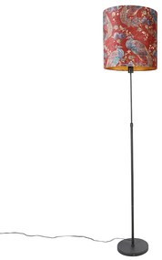 Stojací lampa černý odstín páv design červená 40 cm - Parte