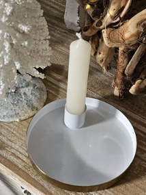 Bílo - zlatý kovový svícen Marrakech white - Ø 12*3 cm