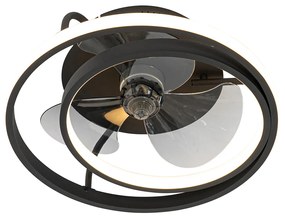 Stropní ventilátor černý 46,5 cm vč. LED s dálkovým ovládáním - Kees