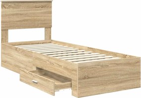 Rám postele Sonoma dub a stříbrná 75 x 190 cm Kompozitní dřevo 3410960