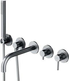 OMNIRES Y - Vanová baterie pod omítku, 5-otvorová instalace, s tělesem, s příslušenstvím, kartáčovaný nikl Y1237-1NI
