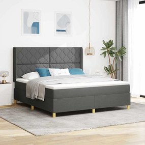 Postel s boxspringem s čelo Tmavě šedá 180 x 200 cm textil 3341911