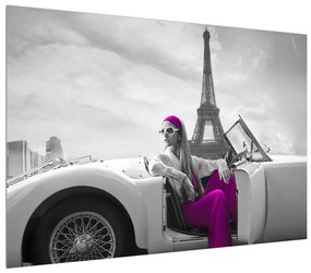 Obraz Eiffelovy věže a auta (100x70 cm)