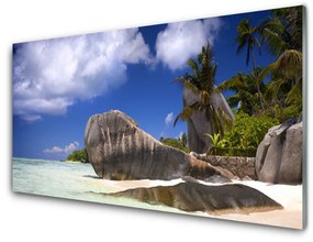 Obraz na skle Skály Pláž Krajina 125x50 cm