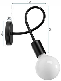 Toolight - Nástěnná kovová lampa na zeď PARADISE 1xE27 60W 392199, černá, OSW-04008