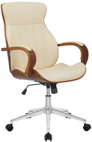 Kancelářská židle Royston - ohýbané dřevo a umělá kůže | ořech a krémová