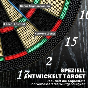SPORTNOW Elektronický terč E Dartboard s dveřmi vzhled dřeva, LED displej, hlasové hlášení, 6 šipek, 24 náhradních hrotů