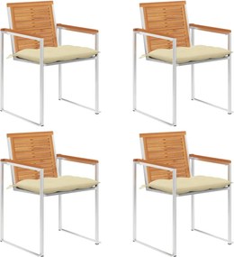 Zahradní židle 4 ks s poduškami masivní akáciové dřevo 3078487
