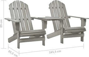Zahradní židle Adirondack s čajovým stolkem masivní jedle šedé 310068