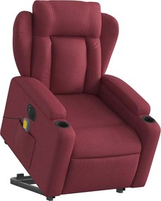 Elektrické zvedací masážní polohovací křeslo vínové textil 3204521