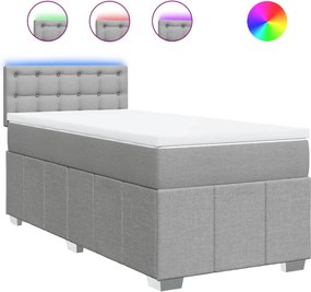 Box spring postel s matrací světle šedý 100 x 200 cm textil 3289293
