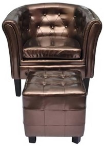 60707 vidaXL Chesterfield křeslo s taburetem bronzové