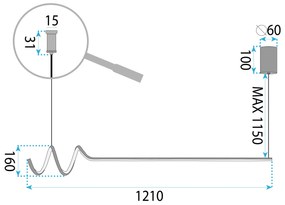 Toolight Závěsné LED osvětlení Modern D8 LHJ030-CP 120cm černé